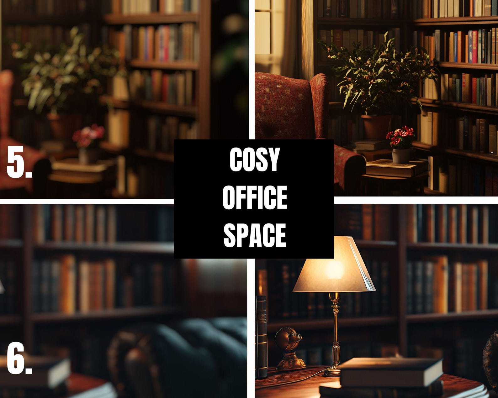 6 Cozy Dark Wood Office Zoom Backgrounds | Professional Virtual ...