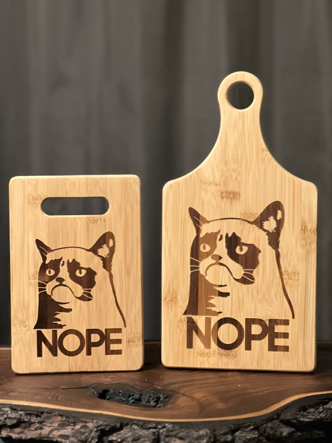 Grumpy Cat Cat Lady Cat Inspired Bamboo Cutting Board Size Option Great ...