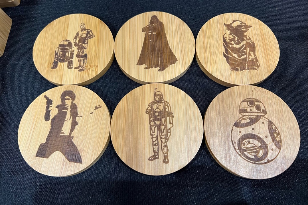 Star Wars Darth Vader Droids Yoda Inspired Set of 6 Square or Round ...