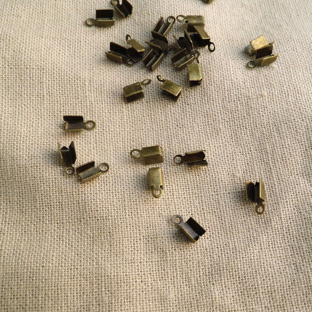 20 End Caps for Laces or 3 X 7 Mm Cord, Bronze Crimp Ends, Cord End - Etsy