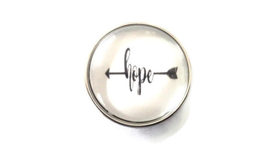 Black and White Hope Arrow Glass Cabochon Snap Button - Etsy