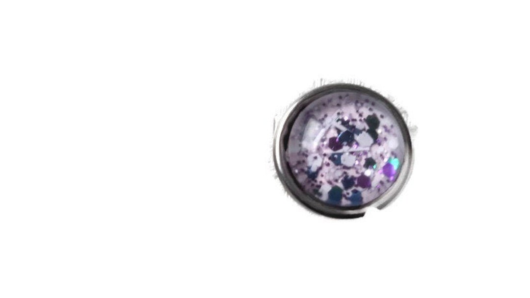 Pair of Pressure Buttons MINI DE 12mm With Graffiti Glass Cabochon on a ...