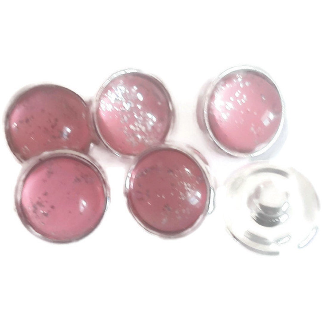 Pair of Pressure Buttons 12mm MINI Pink Coral With Glitter - Etsy