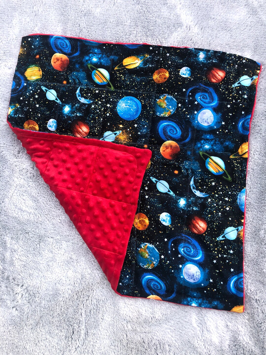 Space Solar System Planets With Minky Fabric. 20X20, Childs Blanket ...