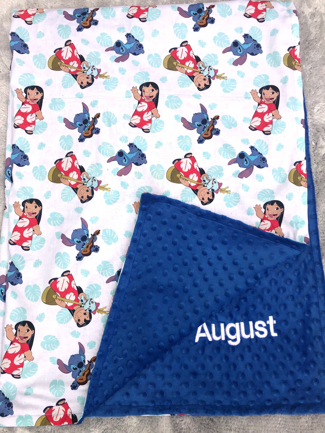 Lilo and Stitch With Royal Blue Minky Fabric. 35X40 Weighted Blanket ...