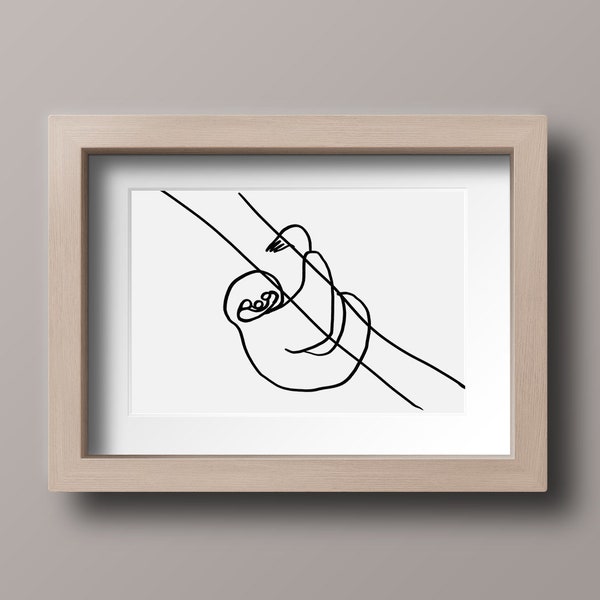 Line Drawing Sloth - Etsy