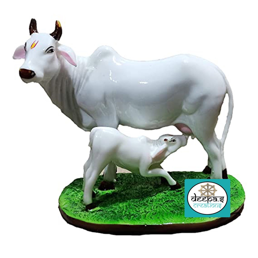 8 Inch Rare Decorative Sacred Cow and Calf Big Statue Idol for Gift ...
