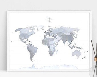 Printable world map | Etsy