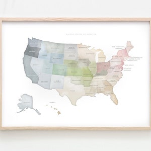 USA Map Printable, United States Map With State Names, Soft Pastel ...