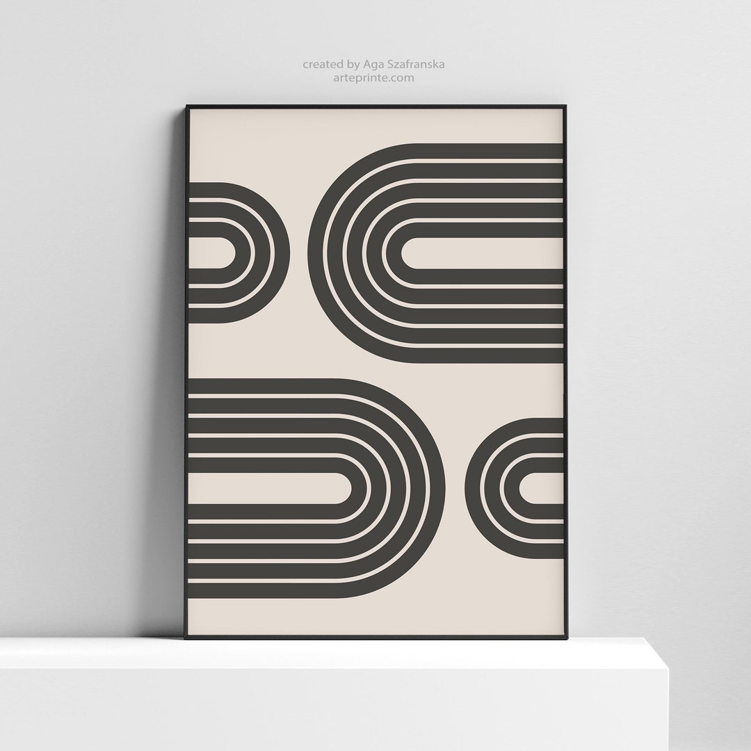 ARCHES & LINES, Abstract Geometric Wall Art Printable - Mid Century ...