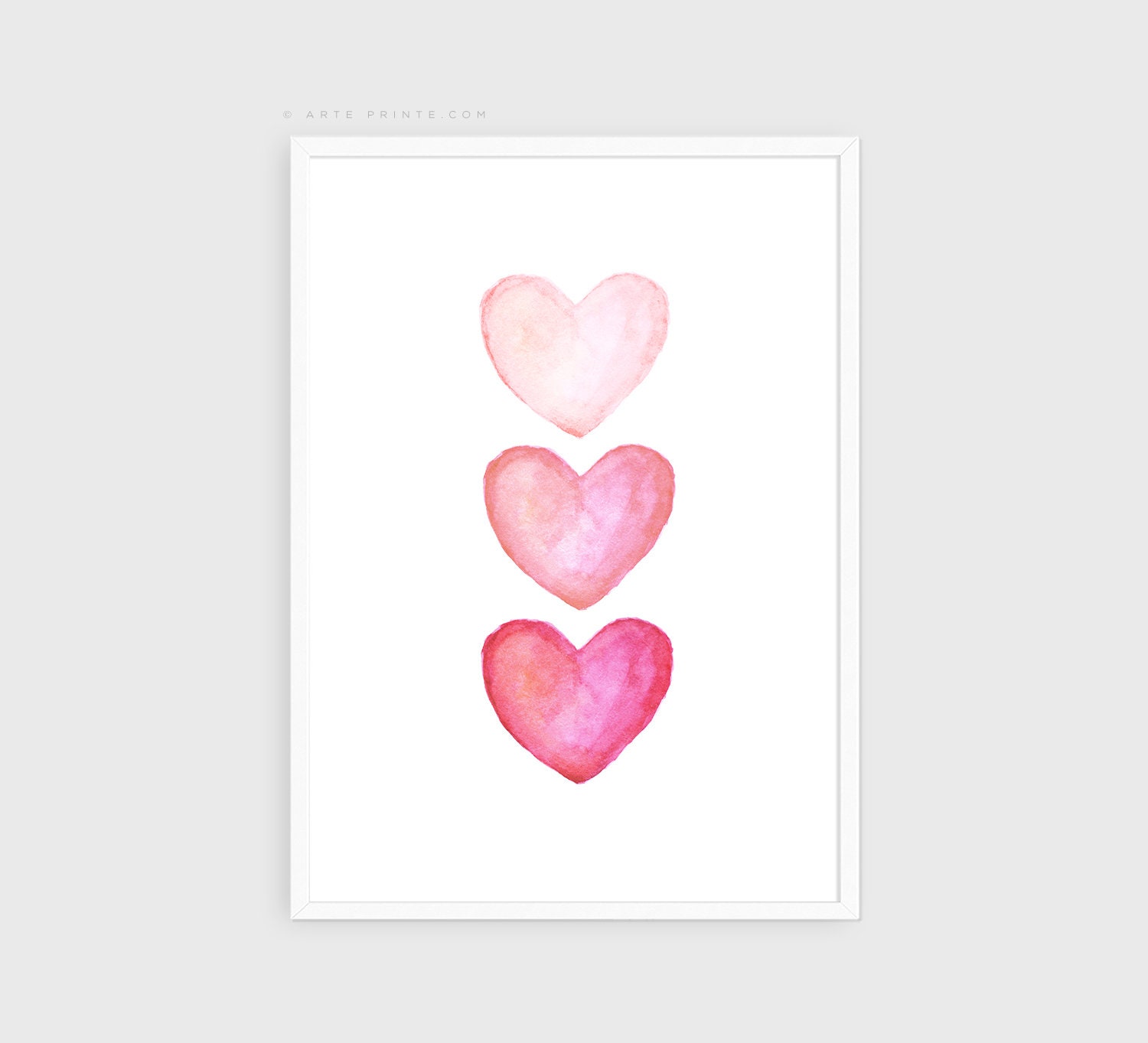 Pink Painting Hearts Printable Prints Pink Watercolor - Etsy