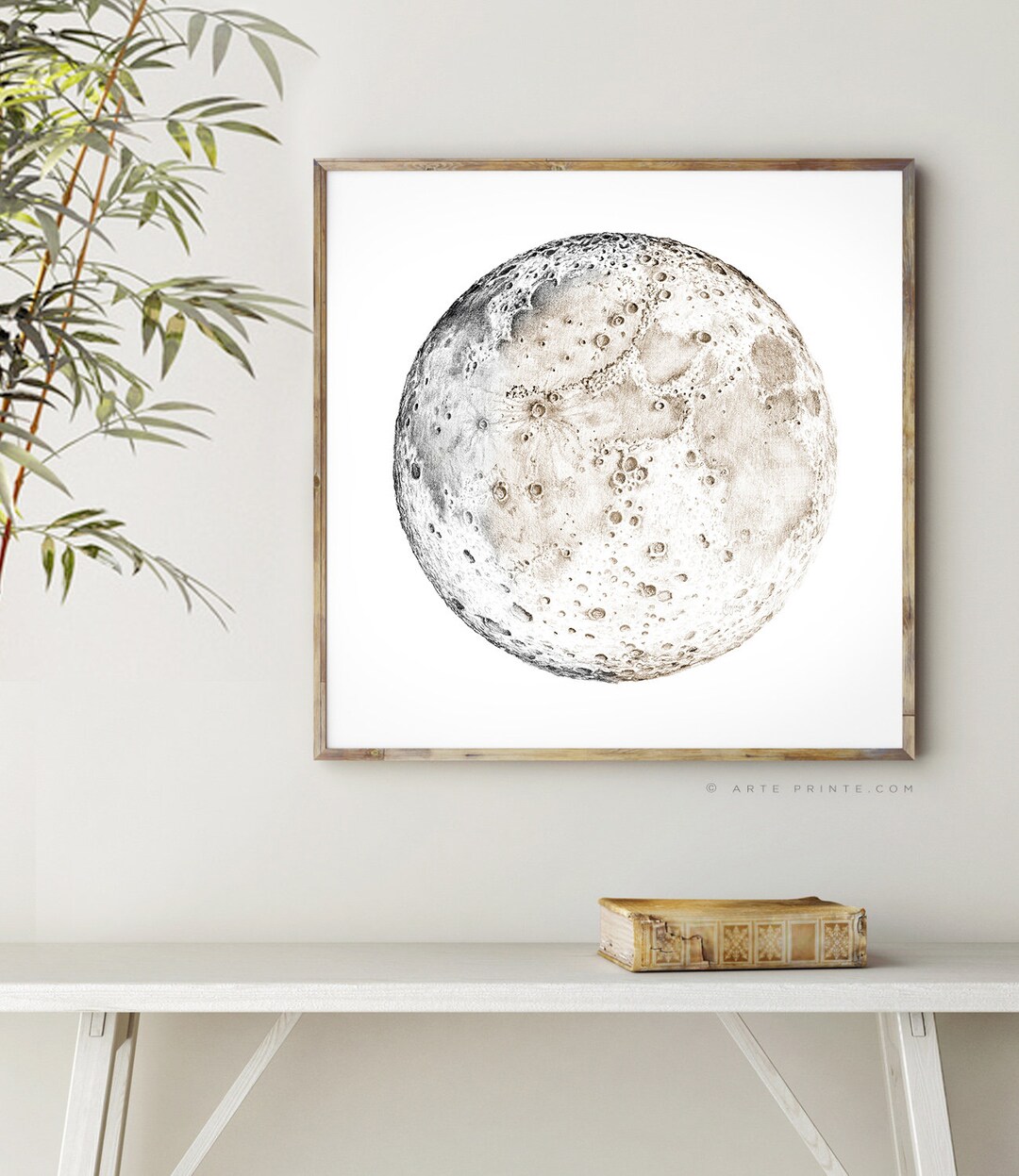 Pencil Drawing Moon, Printable Wall Art, Digital Download, Sketch ...