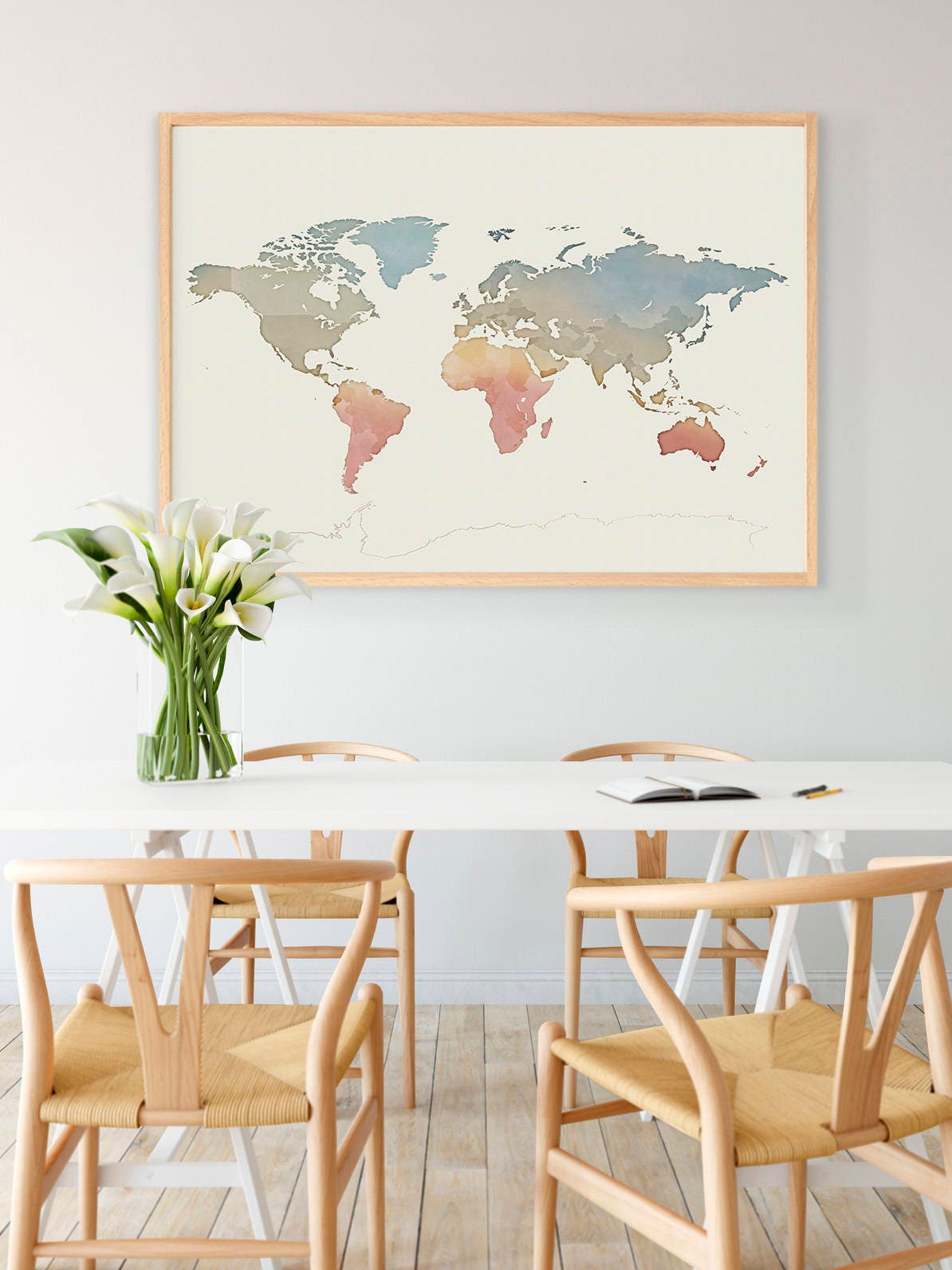 World Map Print Printable Poster Large World Map Wall Art | Etsy