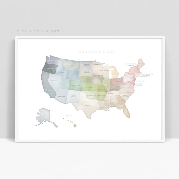 Printable Map Of The United States With Names Poster Map Of United