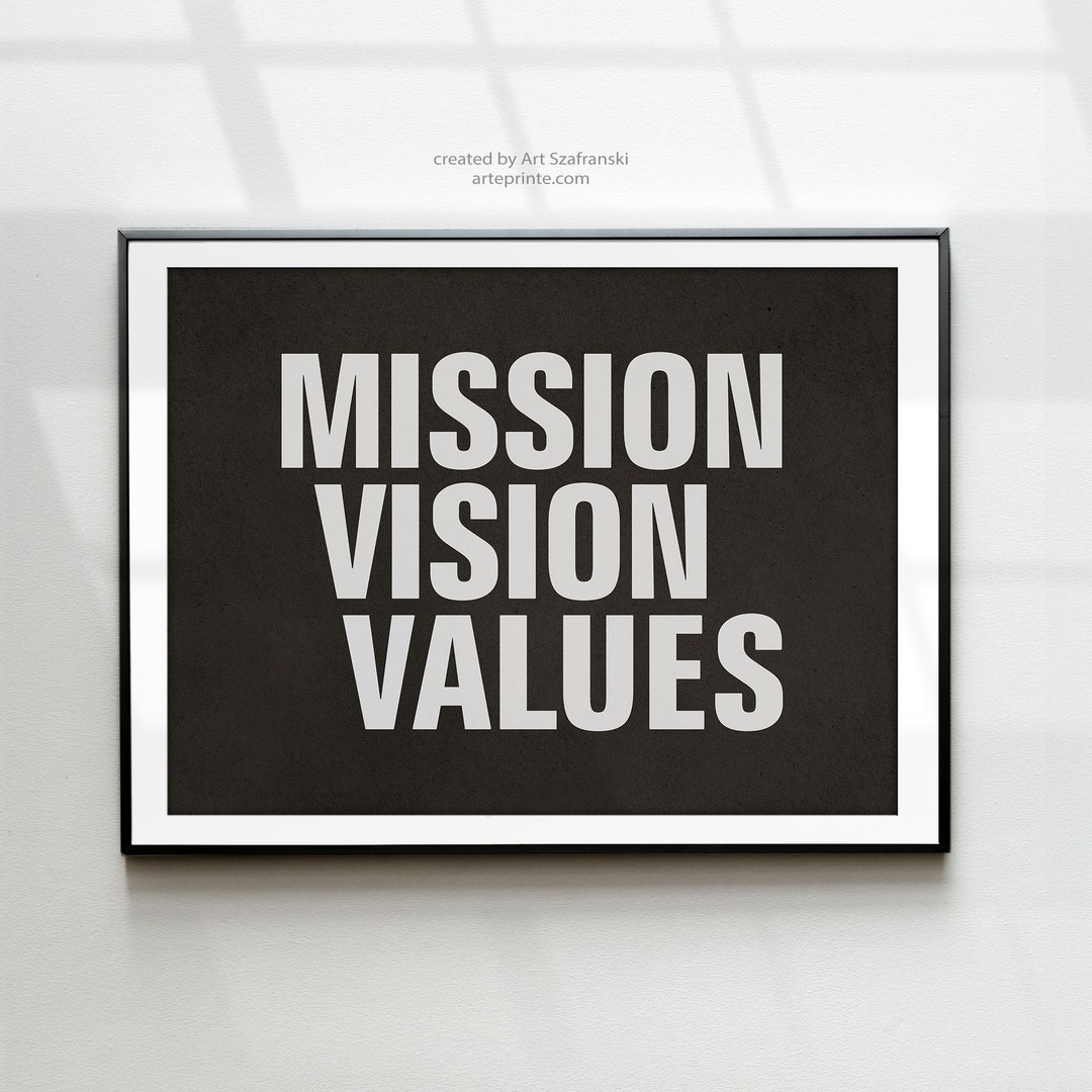 Mission Vision Values Print Modern Office Wall Art Business Decor ...