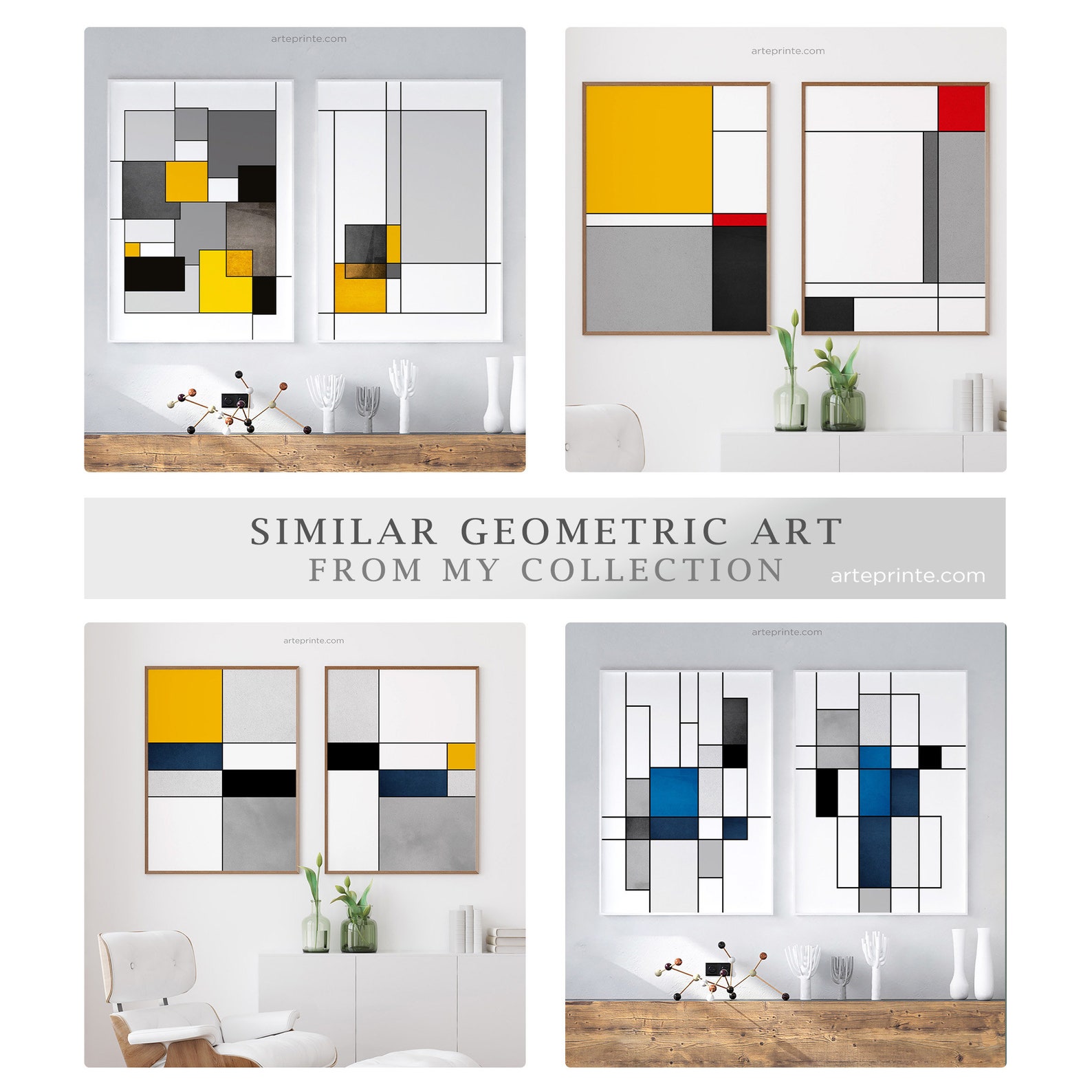 Geometric Abstract Art Digital Prints Simple Modern Wall Art - Etsy