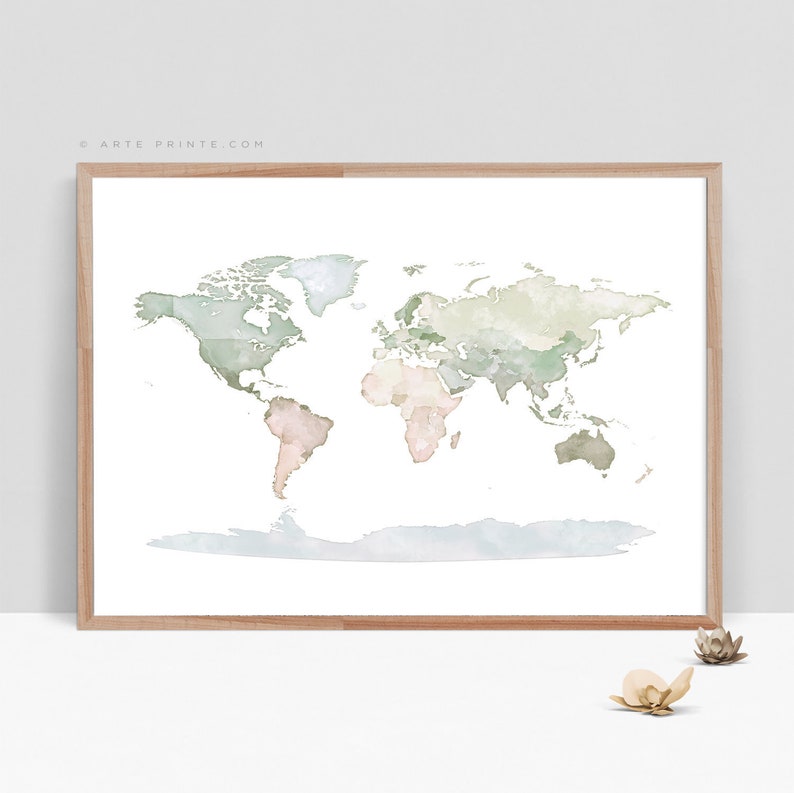 Pastel WORLD MAP Wall Art Nursery World Map Print World Map | Etsy