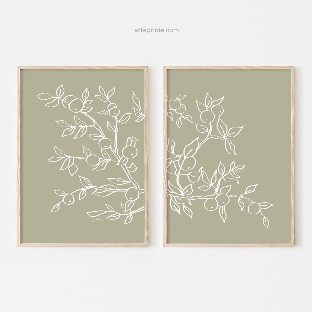 Apple Tree Print Botanical Line Art Set of 2 Prints Modern - Etsy