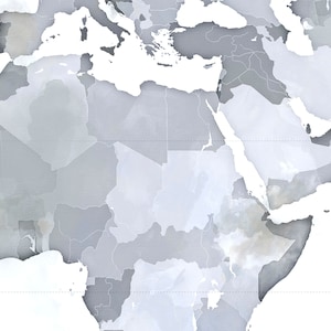 World Map Print, Gray Blue Wall Art, Watercolor Digital Art Prints ...