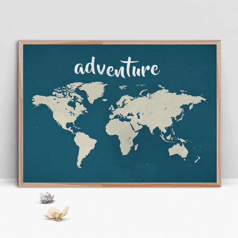 ADVENTURE Map WORLD MAP Wall Art Printable Prints World Map | Etsy