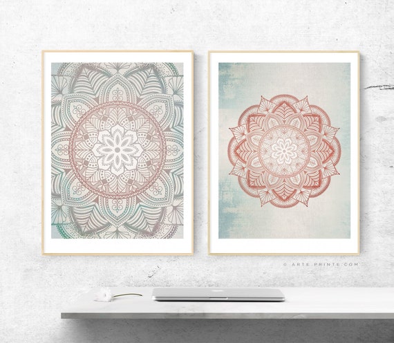 MANDALA POSTER SET of 2 Prints Printable Wall Art. Vintage | Etsy Canada