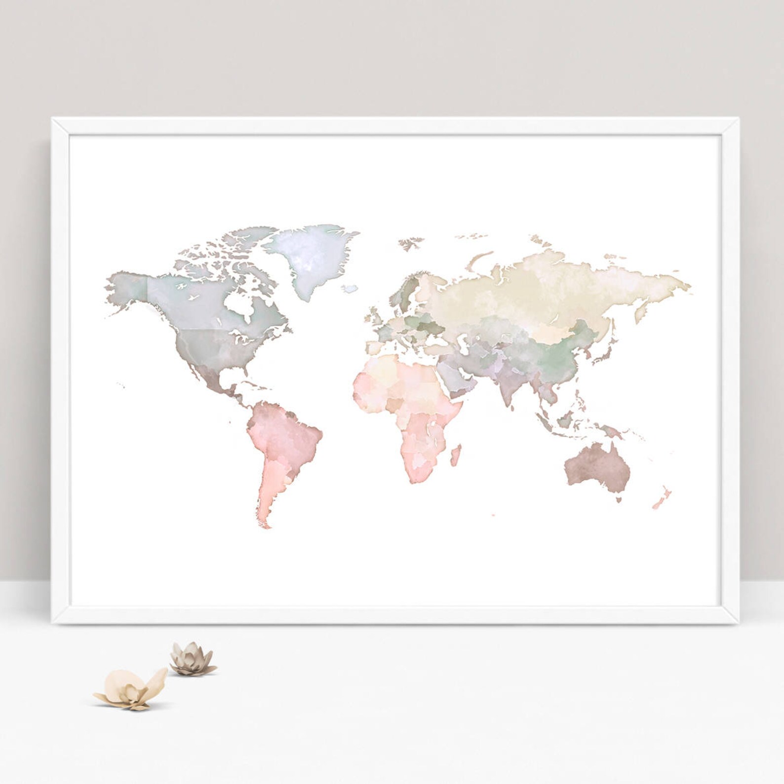Original Pastel World Map Neutral Nursery Wall Decor - Etsy