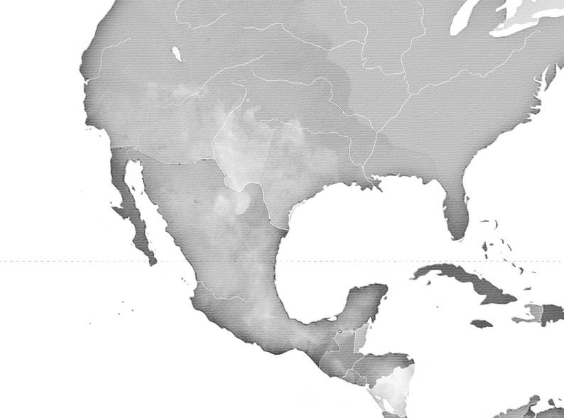 GRAY WORLD MAP Print Greyscale Map of the World Modern | Etsy