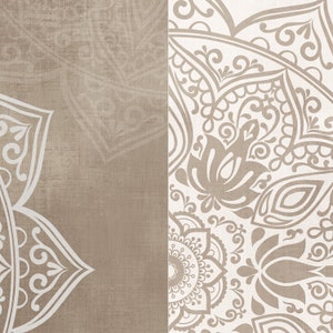 Original Beige Taupe Mandala Wall Art Set of 2 Prints, Neutral Color ...