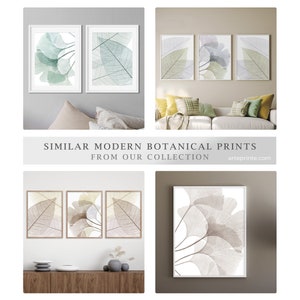 Set of 2 Leaves Prints, Digital Download, Green Blue Violet Tones ...