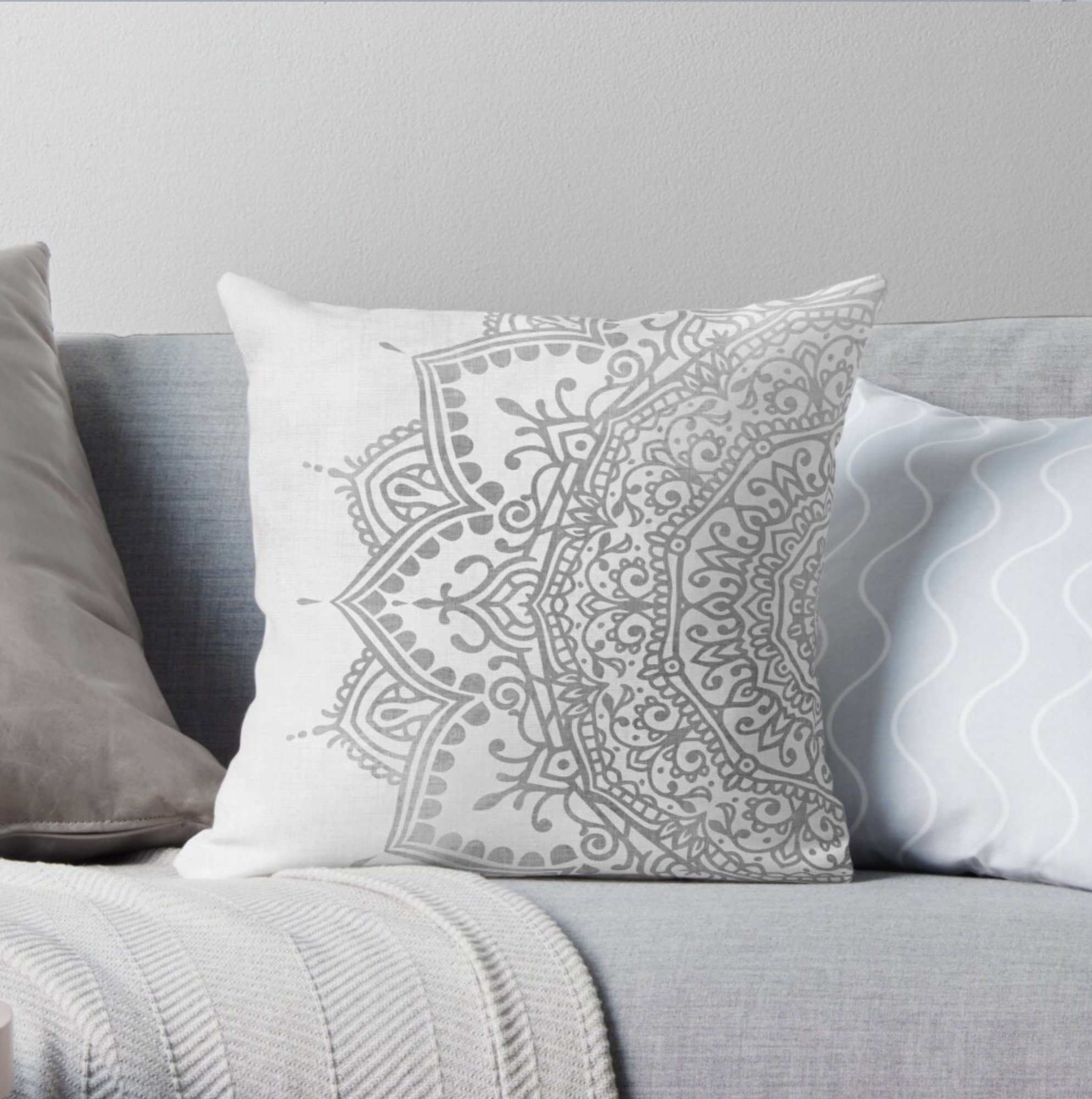 Gray MANDALA PRINT Gray Boho Printable Wall Art DIY Poster | Etsy