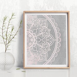 Original Pink Gray Mandala Print Set of 2, Mandala Wall Art Set of 2 ...