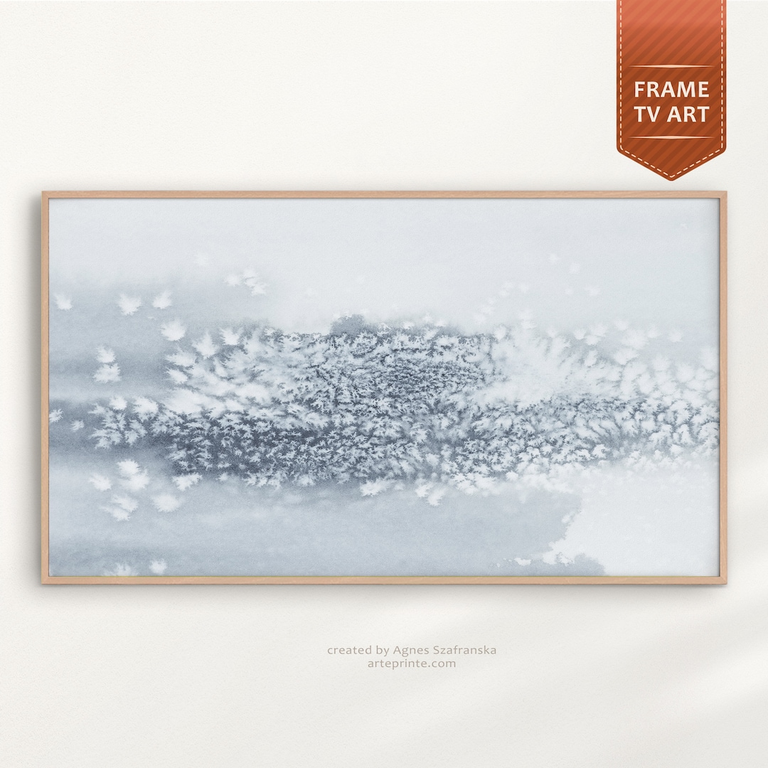 Samsung Frame TV Screen Art, Winter Abstract, Pale Blue Modern Abstract ...