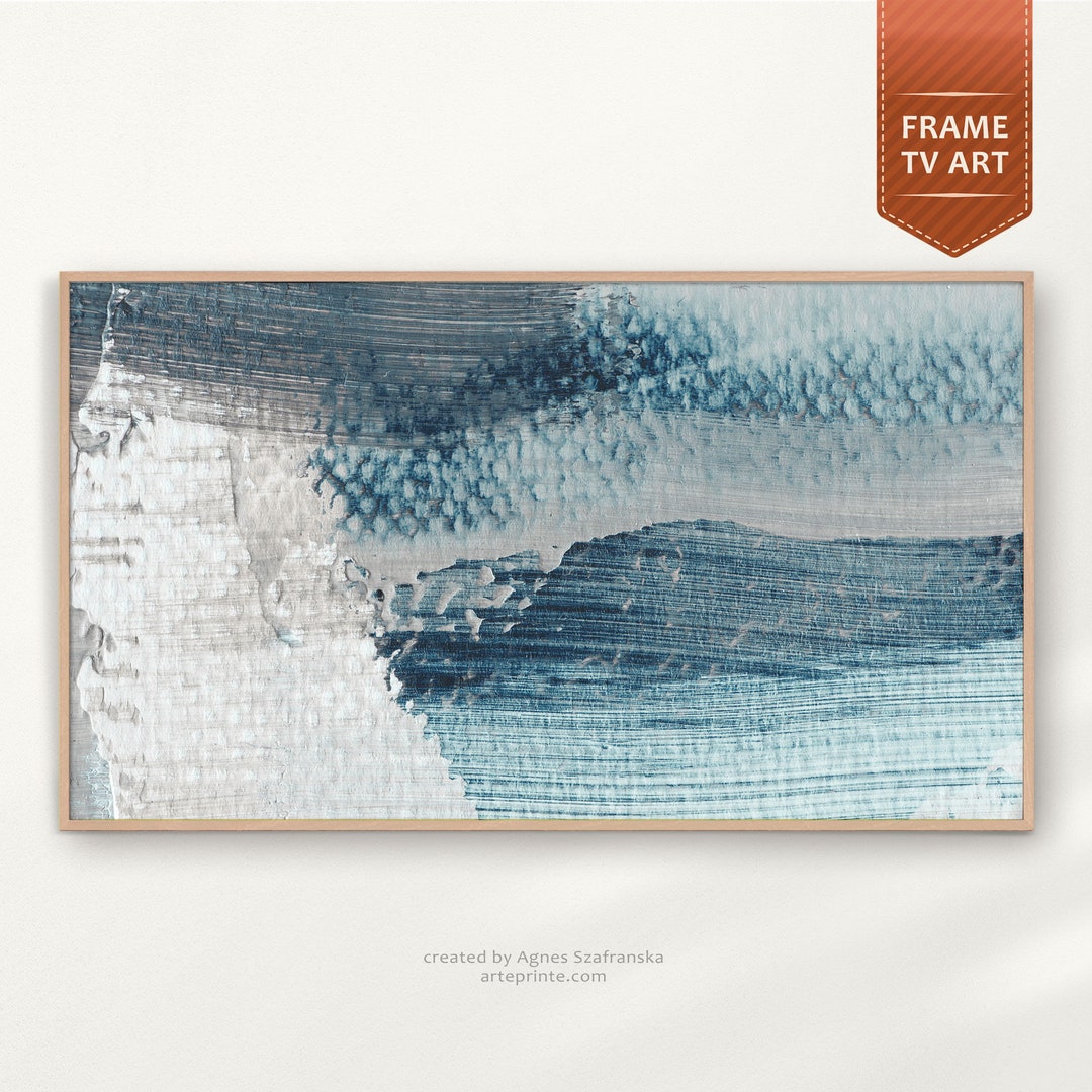 Abstract Wall Art for Samsung TV, Modern Contemporary Art, Blue Teal ...
