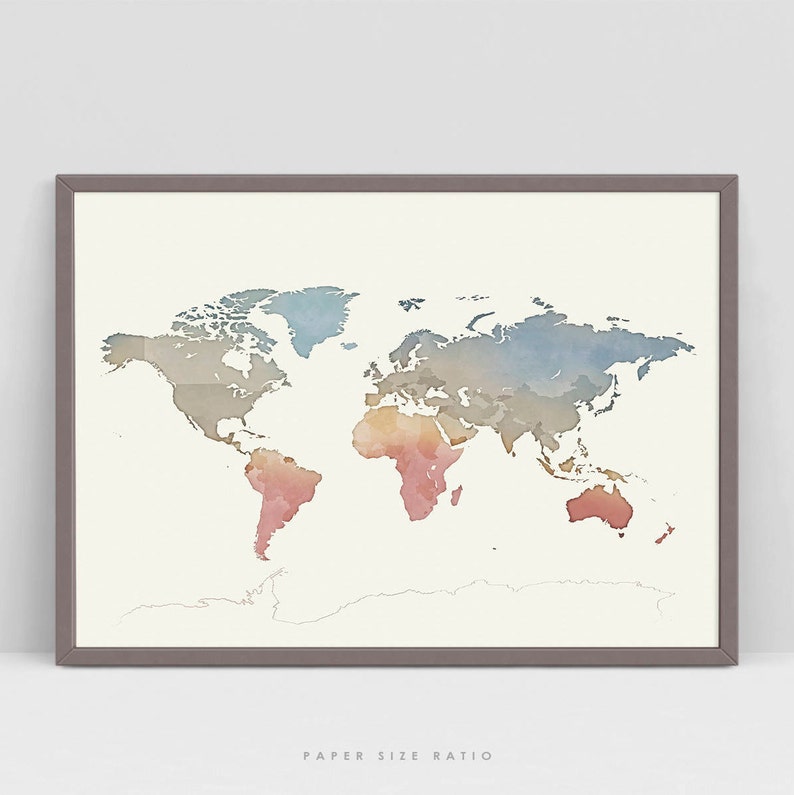 World Map Print Printable Poster Large World Map Wall Art - Etsy