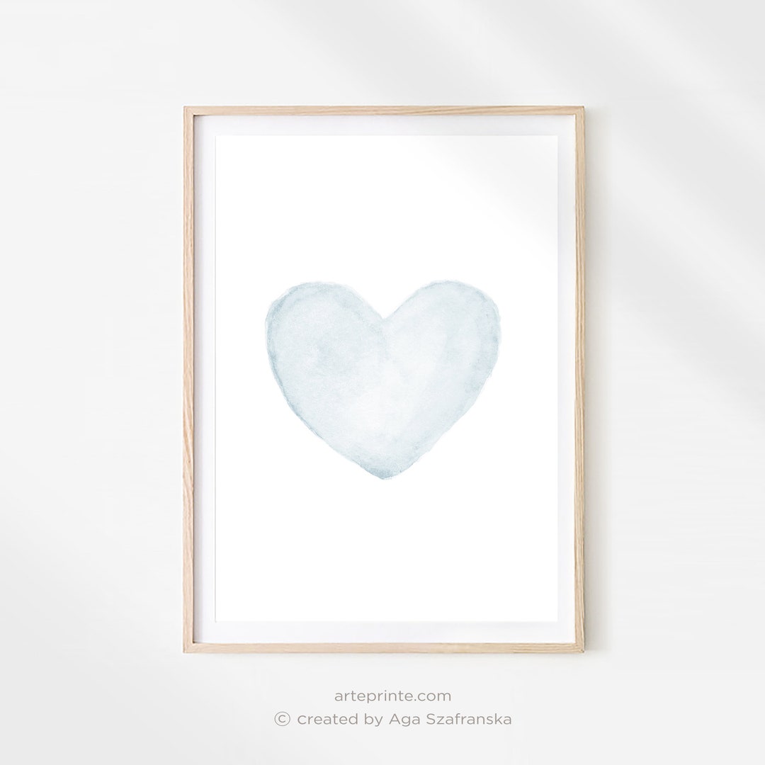 Watercolor Blue Heart Print: Baby Boy Nursery Decor (digital Download ...