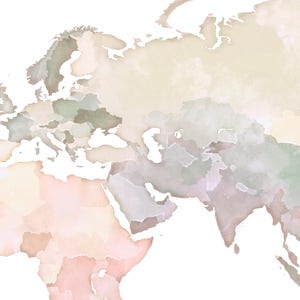Original Pastel World Map, Neutral Nursery Wall Decor, Printable Wall ...