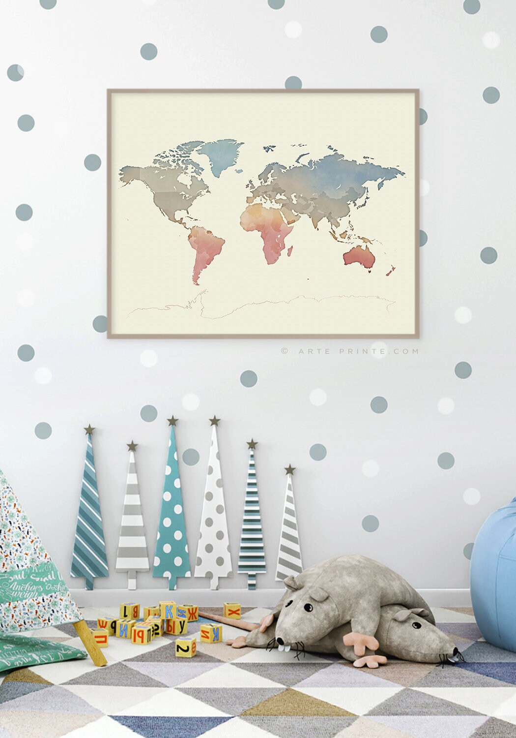 World Map Print Printable Poster Large World Map Wall Art | Etsy