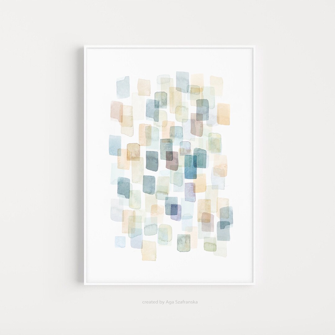 Pastel Abstract Wall Art, Watercolor Brush Strokes Print, Minimalist ...