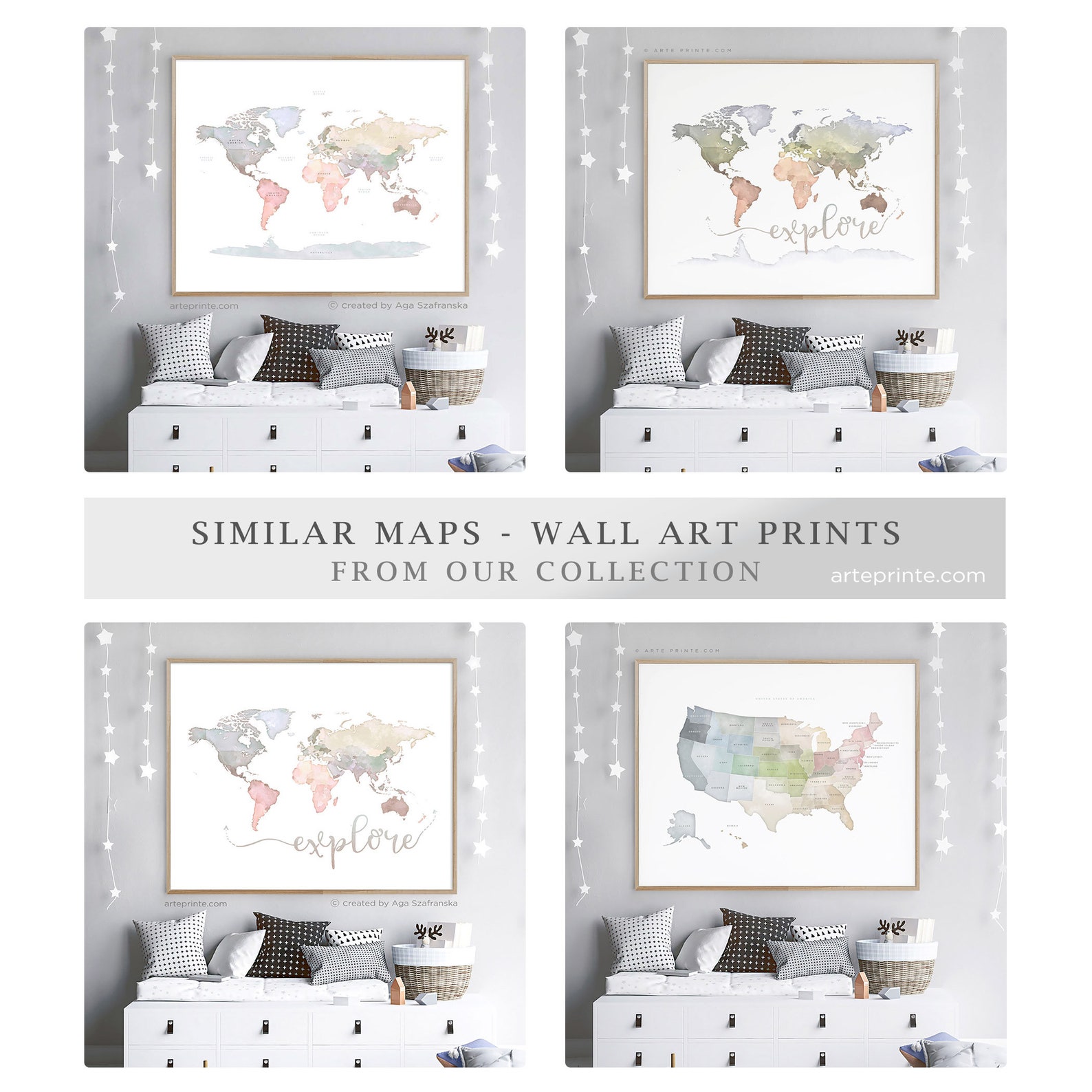 GRAY WORLD MAP Print Greyscale Map of the World Modern - Etsy