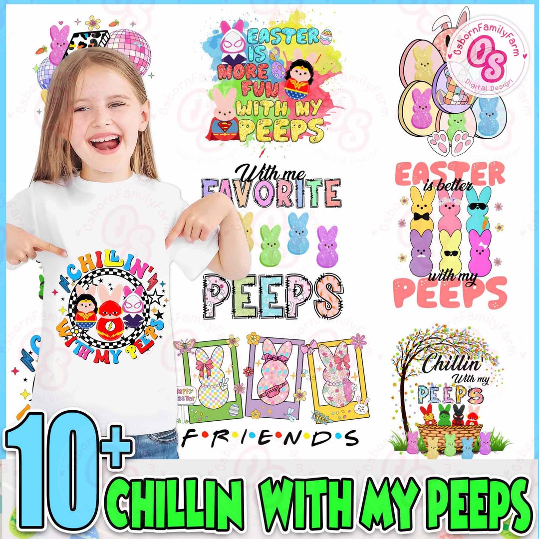 10 Chilling With My Peeps PNG Bundle, Cartoon Easter Day Png, Easter ...