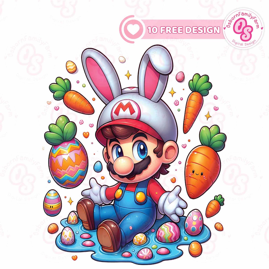 Super Mario Easter Cartoon PNG, Mario Movie Character Bunny Png, Happy ...