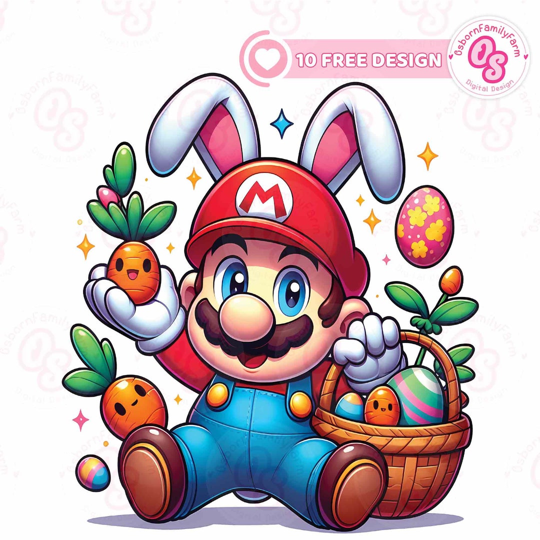Super Mario Easter Cartoon PNG, Mario Movie Character Bunny Png, Happy ...