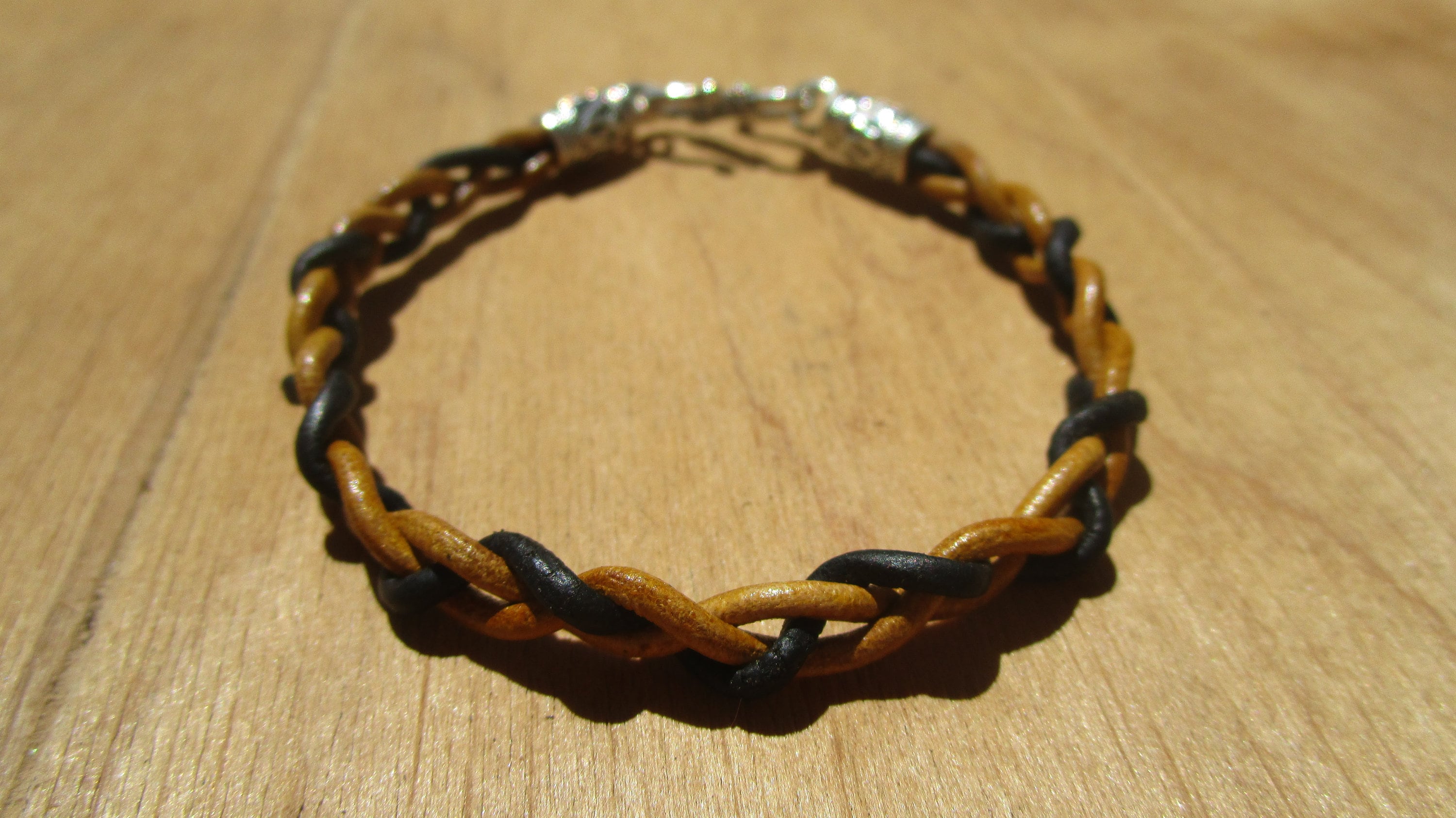 Braided Leather Bracelet / Hook Clasp - Etsy UK