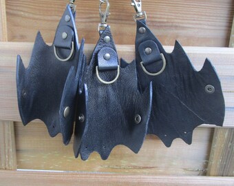 Leather Bat Keychain - Etsy