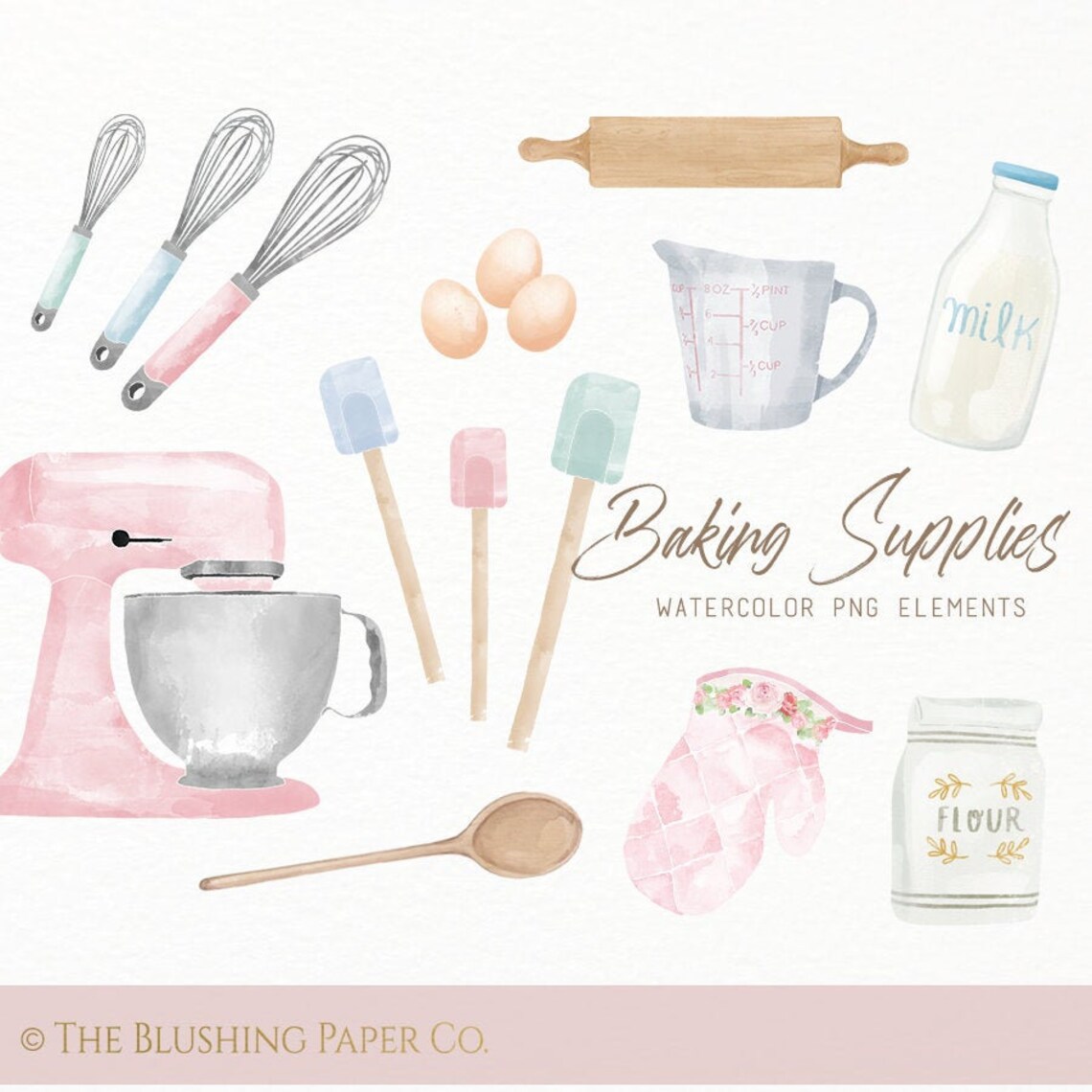 Baking Cooking Set Clipart Watercolor Pastel Vintage | Etsy