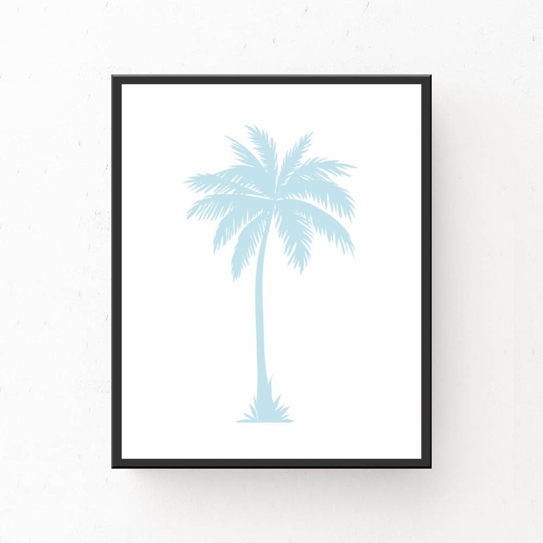 Pastel Blue Palm Tree Print Tropical Print Hawaii Decor Tropical Decor ...