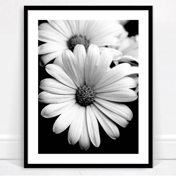 Black and White Daisy Print - Etsy