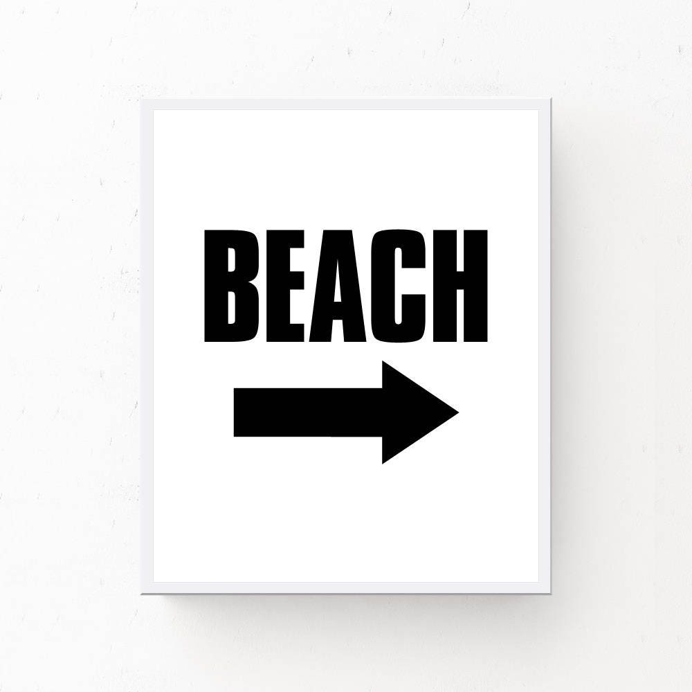 Printable Beach Sign Arrow to Beach Beach Decor Coastal | Etsy