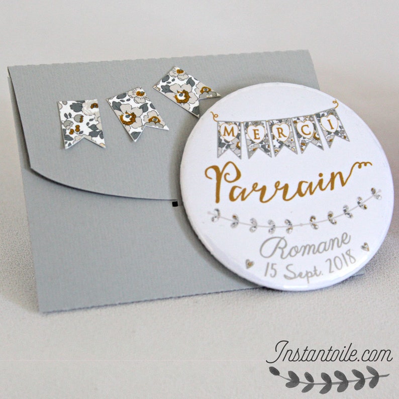 Duo bannière en liberty Betsy merci parrain et | Etsy