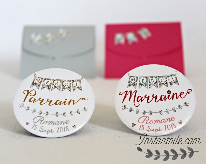 Duo bannière en liberty Betsy merci parrain et | Etsy